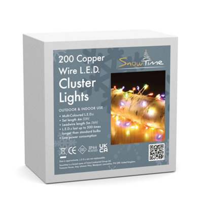 200 4m Copper Wire Cluster Lights w/Multi-Colour LEDs. 4 metres in ...
