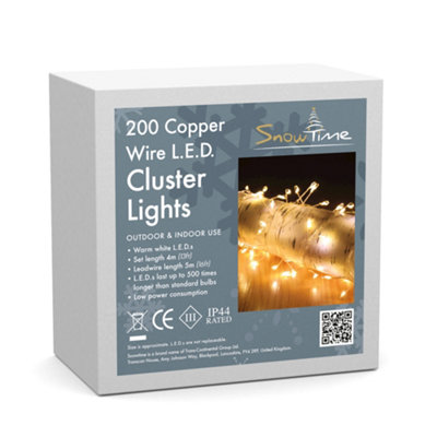 200 4m Copper Wire Cluster Lights w/Warm White LEDs