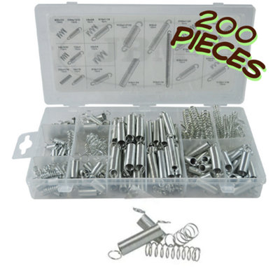 200 Assorted Small Coil Spring Set Kit Steel Compression Extension ...
