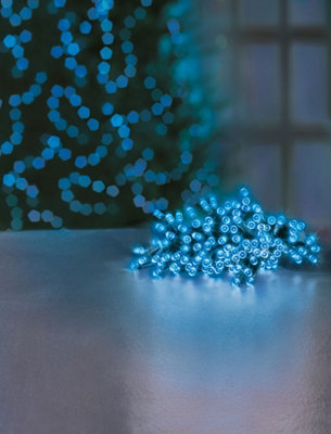 200 Battery Operated LED Timelights Blue Multi-action | DIY at B&Q