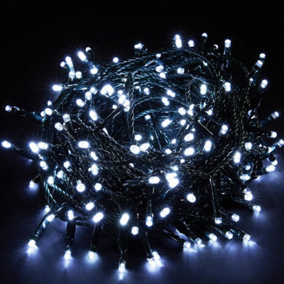 200 Bright White LED's Black Cable Connectable Outdoor Garden Party ...