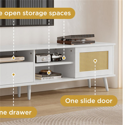 200 cm Long TV Stand Made of Oak Rattan for 90-inch TV - Cable ...