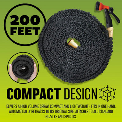 200 Ft Expandable Flexible Hosepipe Garden Hose Pipe Magic Snake Gun Watering Outdoor