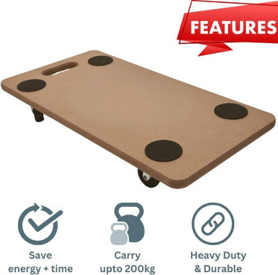 200 KG Dolly Trolley On Wheels Roller Heavy Duty Trolley for Moving ...