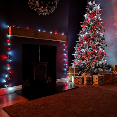 200 LED 16m Christmas Outdoor Function Lights Timer Clear Cable in Red ...