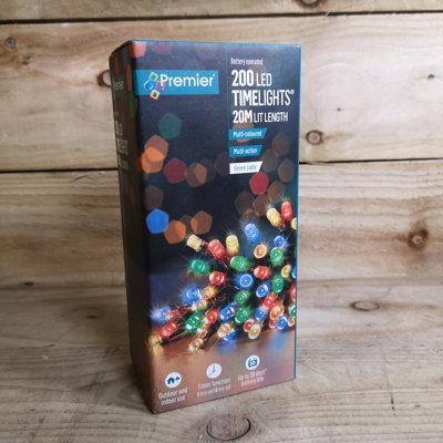 200 LED 20m Premier Christmas Indoor Outdoor Multi Function Battery ...