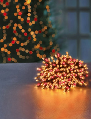200 LED Christmas Tree Timer Lights Premier Multi Action Red & Vintage ...