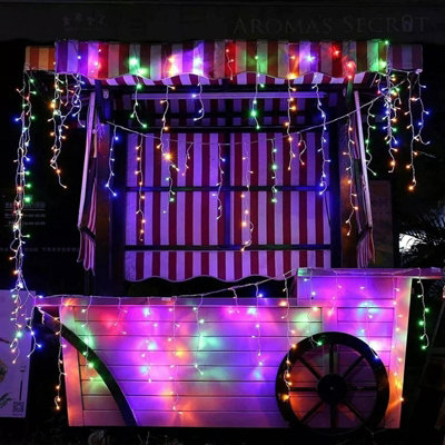 200 LED Multicolour Icicle Lights (3.9m) - Battery Fairy Lights for ...