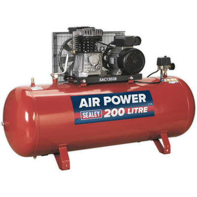 200 Litre Belt Drive Air Compressor - 3hp Motor - 1/2 Inch BSP Female ...