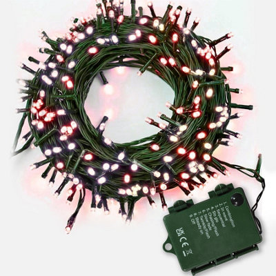 200 Outdoor Battery Operated LED Lights - RED WHITE