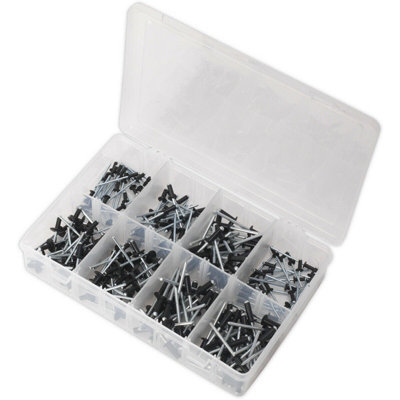 200 Pack of Premium Black Anodised Rivets - Assorted Sizes for All Your ...