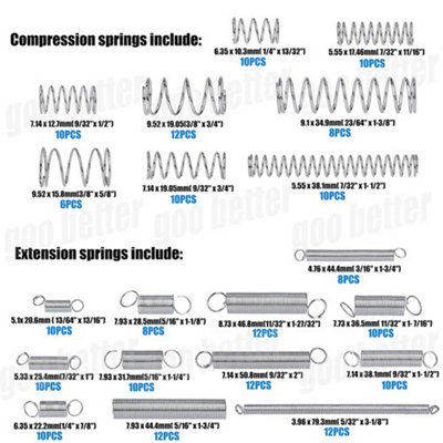 200 Piece Assorted Extension Tension Compression Springs Set With ...