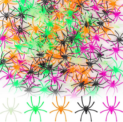 200 Pieces Halloween Realistic Plastic Spiders 5 Colors Small Spider ...