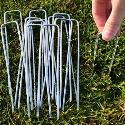 200 U-Shaped Weed Control Membrane Pegs - 6" Garden Securing Pegs for ...