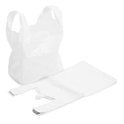 200 x 10x15x18" Shopping & Grocery Strong White Plastic Vest Style ...