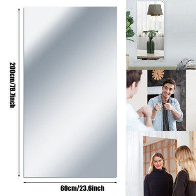 200 x 60cm Mirror Wall Sticker Roll Self Adhesive Stick Room Film Decor ...