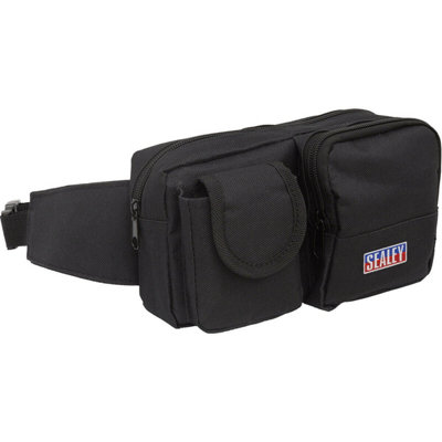 200 x 76 x 115mm Motorcycle Waist Bag - 3x Zip Pocket Valuables Travel ...