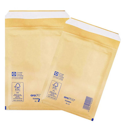 200 x Size 1 (100x165mm) Arofol Gold Bubble Lined Padded Mailing ...