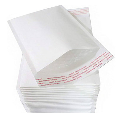 200 x Size 1 (90x145mm) White Padded Plain Bubble Lined Peel & Seal ...