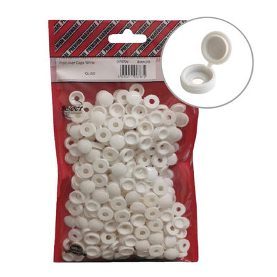 200 x White Plastic Hinged Screw Cover, Fold Over Snap Covers for No6-8 ...