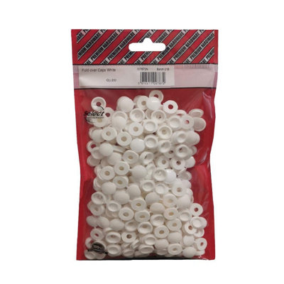 200 x White Plastic Hinged Screw Cover, Fold Over Snap Covers for No6-8 ...