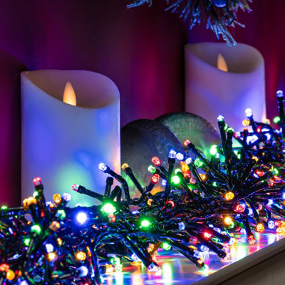 2000 Multi-Coloured LED Multi-Function Christmas Cluster Lights with Timer