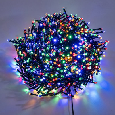 2000 Multi-Coloured LED Multi-Function Christmas Cluster Lights with Timer