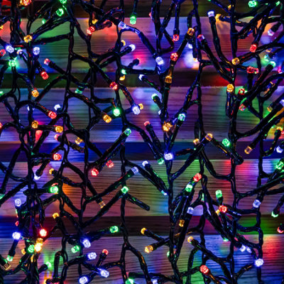 2000 Multi-Coloured LED Multi-Function Christmas Cluster Lights with Timer