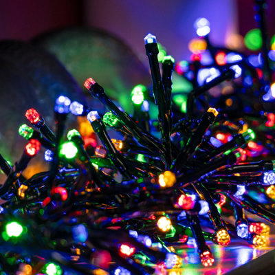 2000 Multi-Coloured LED Multi-Function Christmas Cluster Lights with Timer