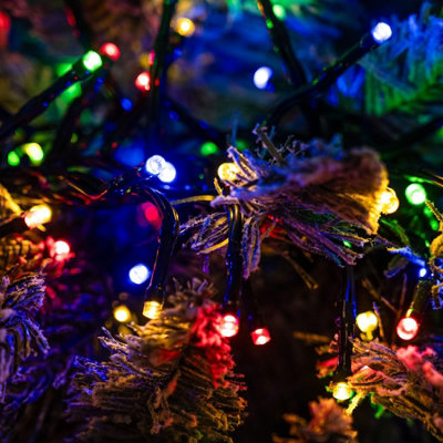 2000 Multi-Coloured Multi-Function Xmas Cluster Lights - Green Cable
