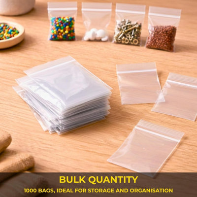 2000 Zip Seal Bags Clear Plastic Zip Lock Food & Freezer Grip Self Seal ...
