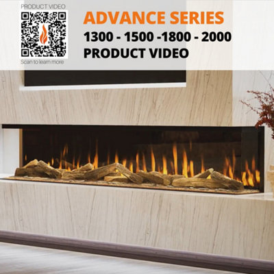 Evolution Fires Advance 2000 Media Wall Electric Fire, 3-Sided Glass ...