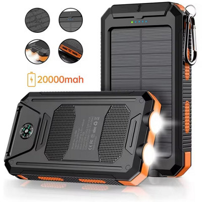 20000mAh Portable Solar Power Bank Camping External Battery Charger for ...