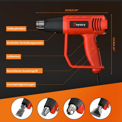 2000W 110V-230V Corded Heat gun, 4 Nozzles for DIY, Dual Temp, Shrink ...