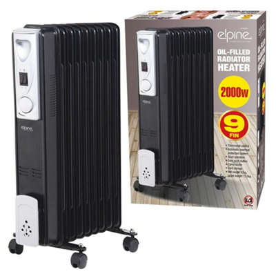 2000w 9 Fin Portable Oil Filled Radiator Heater Electrical Caravan ...