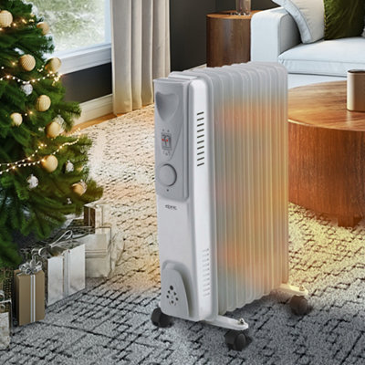2000w 9 Fin Portable Oil Filled Radiator Heater Electrical Caravan ...