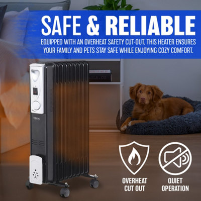 2000W 9 FIN Portable Oil Filled Radiator Heater Electrical Caravan ...