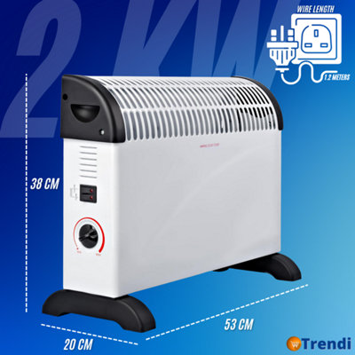 2000W Electric Convector Heater with Adjustable Thermostat & 3 Heat ...