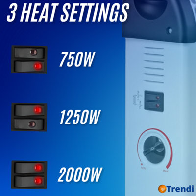 2000W Electric Convector Heater with Adjustable Thermostat & 3 Heat ...