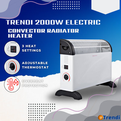 2000W Electric Convector Heater with Adjustable Thermostat & 3 Heat ...