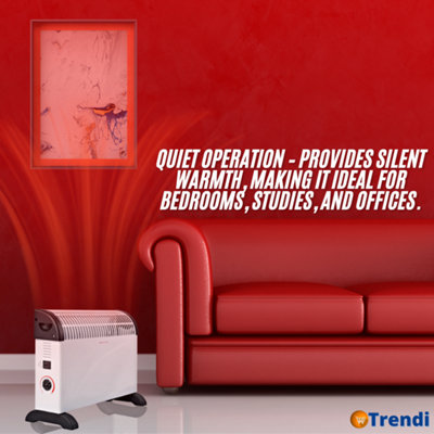 2000W Electric Convector Heater with Adjustable Thermostat & 3 Heat ...
