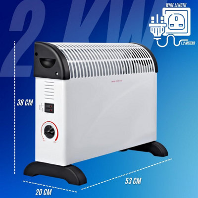 2000W Electric Convector Radiator Heater - 3 Heat Settings, Adjustable ...