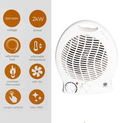 2000W Upright Fan Heater - 2 Heat Modes & Overheat Protection
