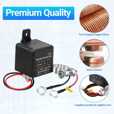 200A 12V/24V Wireless Remote Car Battery Isolator & Kill Switch with 2 Fobs