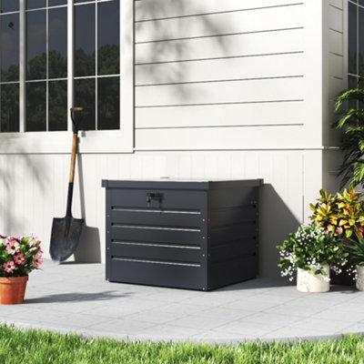 200L Lockable Metal Outdoor Garden Storage Box in Anthracite | DIY at B&Q