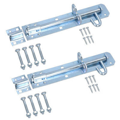 200mm Galvanised Brenton Slip Bolt Padbolt Slide Latch Lock Sheds Gates 2pk