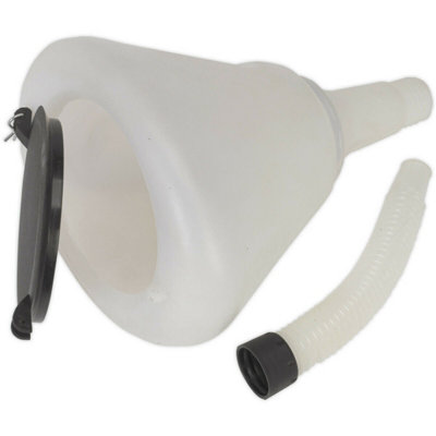 200mm Heavy Duty Funnel with Closing Lid - Removable Flexi Spout - Mesh ...