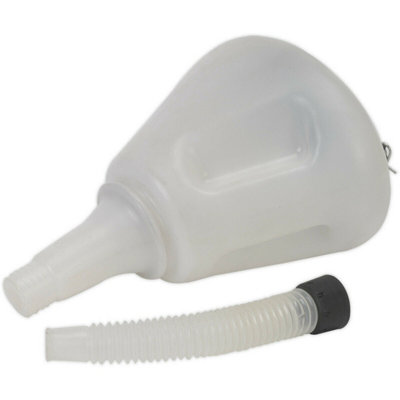 200mm Heavy Duty Funnel with Lid and Flexi Spout - Ideal for DIY and ...