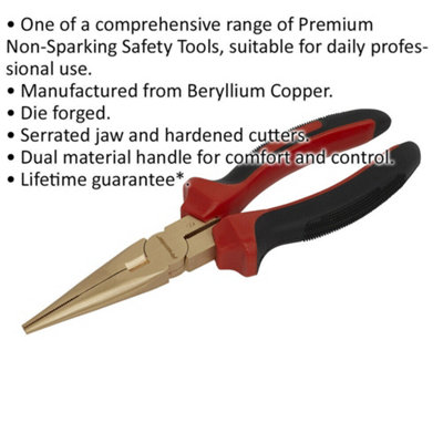 200mm Non Sparking Long Nose Pliers with Serrated Jaws - Premium ...