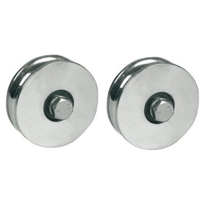 200mm Round groove wheel 20.5mm groove 2 ball bearing - Set of 2
